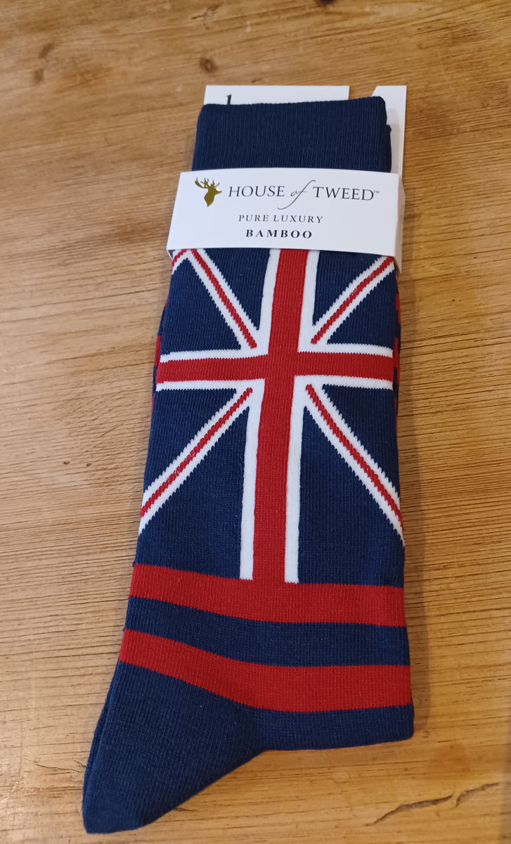 House Of Tweed Best Of British Large Union Jack Flag Socks Men's – Mint ...